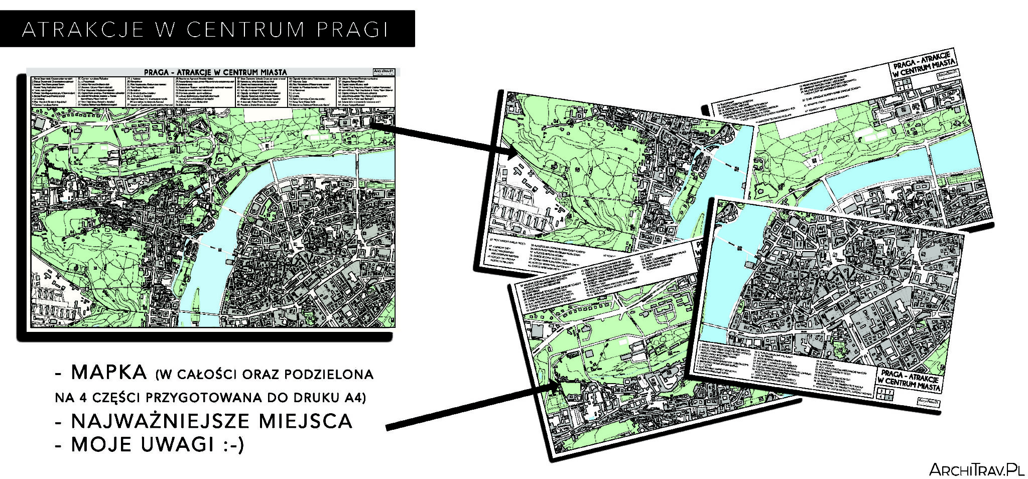 Mapa Pragi do samodzielnego planowania tras - ArchiTrav.pl